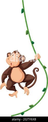 A monkey hanging on vine illustration Stock Vector Image & Art - Alamy