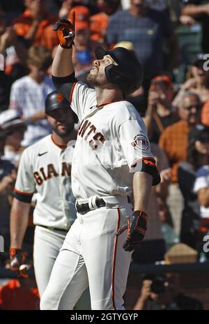 San Francisco Giants' Austin Slater rounds third base on the way to ...