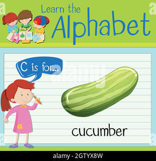 Flashcard letter C is for cucumber illustration Stock Photo - Alamy