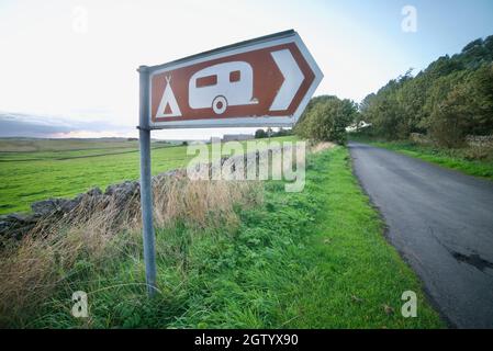 Caravan and Campsite Camping Brown Information Sign UK Pointing to a ...