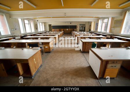 Old science lab / classroom inside an abandoned university (Zoology ...
