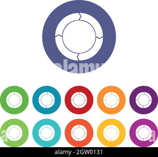 Diagram pie chart with arrows icons set vector color Stock Vector Image ...