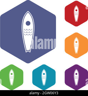 Surfboard surf board icons set. Flat illustration of 16 surfboard surf board vector icons ...