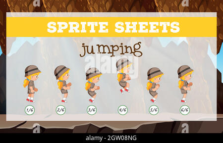 Sprite sheet girl jumping Stock Vector Image & Art - Alamy