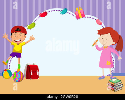 Border design with girl in school uniform illustration Stock Vector ...