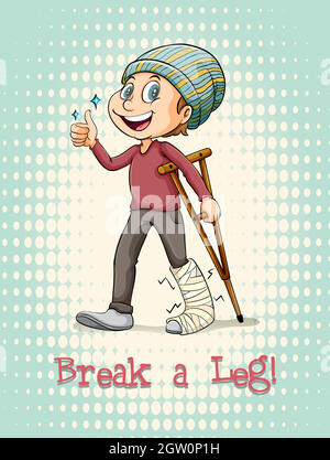 Idiom break a leg illustration Stock Vector Image & Art - Alamy
