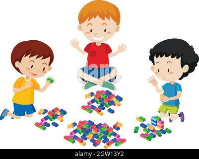 Boys playing lego brick illustration Stock Vector Image & Art - Alamy
