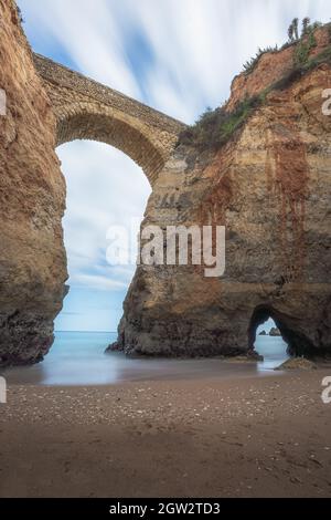 Stone Bridge at Praia dos Estudantes Beach - Lagos, Algarve, Portugal ...