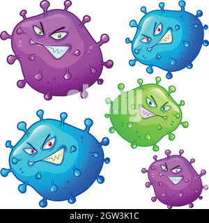 Bacteria with facial expressions illustration Stock Vector Image & Art ...