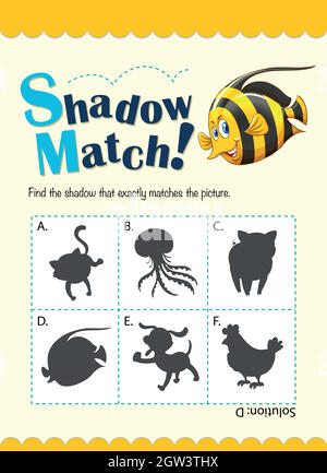 Shadow matching game with fish Stock Vector Image & Art - Alamy