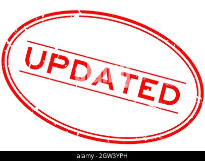 Grunge red updated oval rubber seal stamp on white background Stock ...