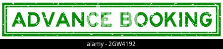 Grunge green advance booking word square rubber seal stamp on white ...