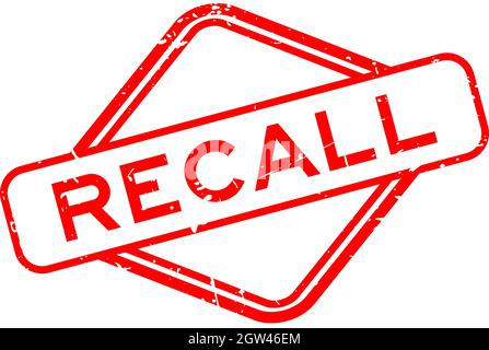 Grunge red recall word square rubber seal stamp on white background ...