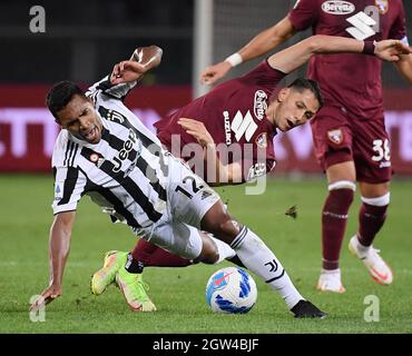 Sasa Lukic of Torino FC and Alex Sandro Juventus FC during the Serie A ...