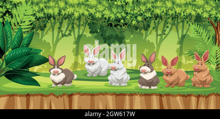 Rabbit in jungle scene illustration Stock Vector Image & Art - Alamy