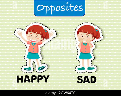 Opposite Word happy and sad illustration Stock Vector Image & Art - Alamy