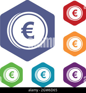 Euro coins icons 9 set Stock Vector Image & Art - Alamy
