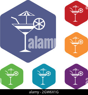 Fruit cocktail icons set Stock Vector Image & Art - Alamy