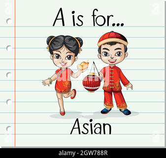 Flashcard letter A is for Asian Stock Vector Image & Art - Alamy