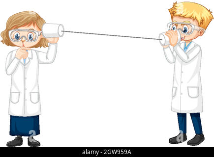 Vector illustration of a A String Phone Experiment Stock Vector Image ...
