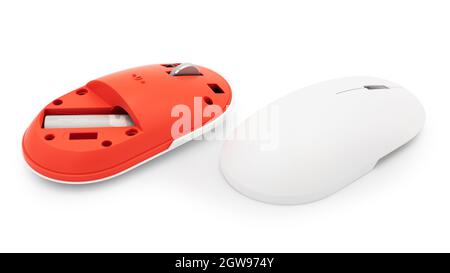 Parts of computer wireless mouse isolated on white background Stock ...
