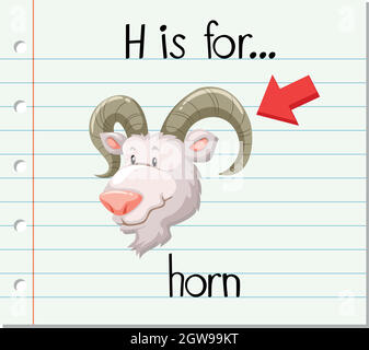 Alphabet flashcard with letter H for Horn illustration Stock Vector ...