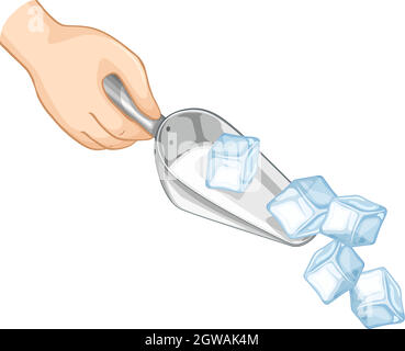 Hand scooping ice with metal spoon illustration Stock Vector Image ...