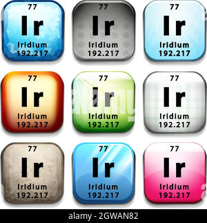 Ir Iridium Chemical Element Periodic Table. Single element vector ...