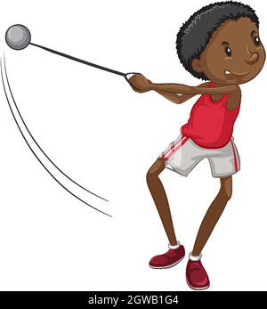 Athlete doing hammer throw on white background illustration Stock ...