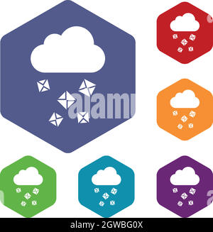 Weather icons. Season climate, precipitation rain and snow. Flat meteo ...