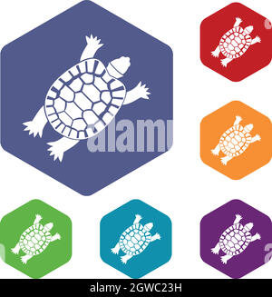 turtle pet icons set. Turtle icon set with different species of turtles ...
