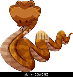 Cute cartoon snake drawing. Brown ball python or boa constrictor ...