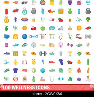 Vector cartoon style set of wellness icons. Woman avatar getting spa treatment with mask on face ...