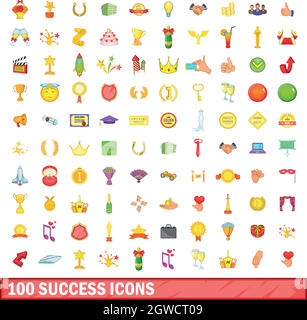 100 success icons set in cartoon style Stock Vector Image & Art - Alamy