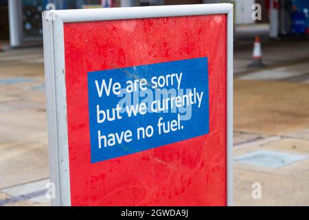 No fuel sign on petrol station due to economic crisies Stock Photo - Alamy