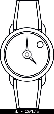 Hand watch icon. Outline hand watch vector icon for web design isolated ...