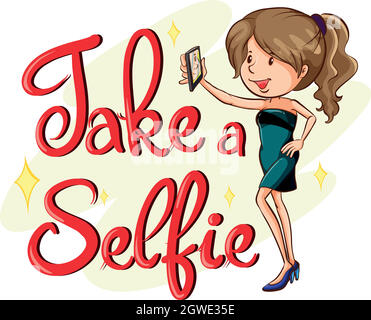 Cute cartoon girl taking selfie with her smartphone Stock Vector Image ...