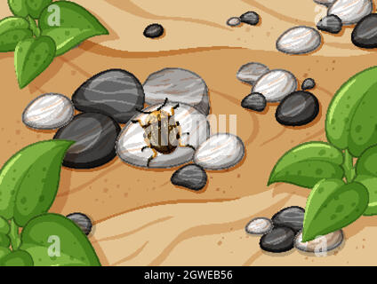 Close up nature aerial scene with many ladybugs illustration Stock ...