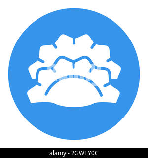 Two dumplings, potstickers or jiaozi vector icon. Fast food sign. Graph ...