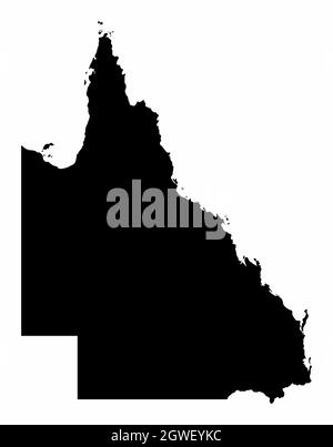 Simple outline map of Queensland is a state of Australia. Stylized ...