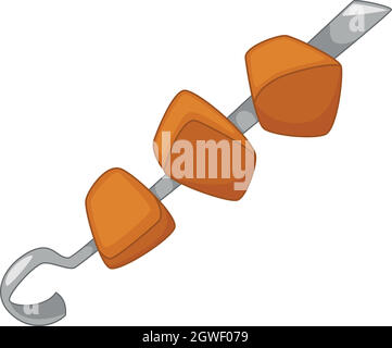 Shish kebab on skewer stick outline multi colored flat icons on plain ...