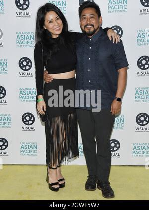 (L-R) Cheryl Tsai and Dion Basco arrives at the 2021 Los Angeles Asian ...
