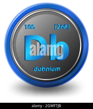 Dubnium chemical element. Chemical symbol with atomic number and atomic ...