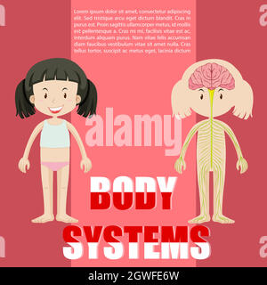 Anatomy human body. Infographic with girl and visual structure internal ...