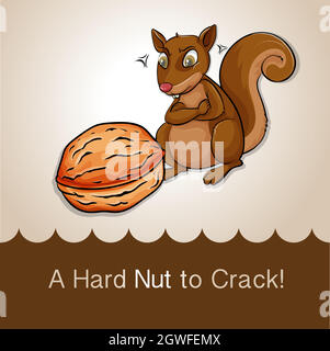 Idiom hard nut to crack illustration Stock Vector Image & Art - Alamy