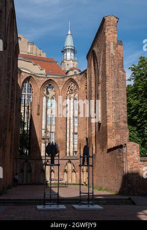 The ruins of a Gothic-style monastery in Melrose in the Scottish ...