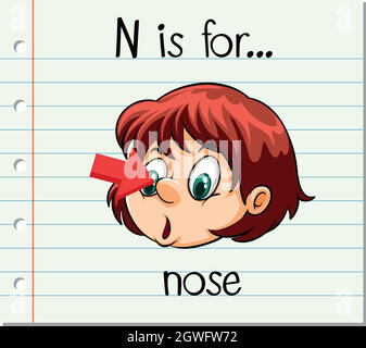 Flashcard letter N is for nose Stock Vector Image & Art - Alamy