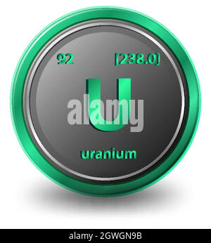 Uranium chemical element. Chemical symbol with atomic number and atomic ...
