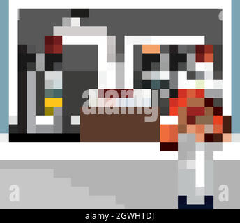 Scientist girl cartoon character with blank table illustration Stock ...