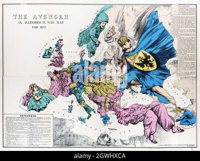 Map of Europe – Serio-Comic War Map for the year 1877. Satirical map ...